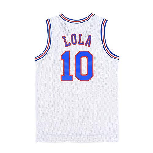 Yuzhanshui Lola #10 Bunny Space Mens Movie Jersey Looney Basketball Jersey White XL