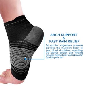 PAPLUS Plantar Fasciitis Socks for Men Women, Foot Compression Socks with Arch Support - Compression Foot Sleeve for Aching Feet & Heel Pain Relief - Better than Night Splint, Black M