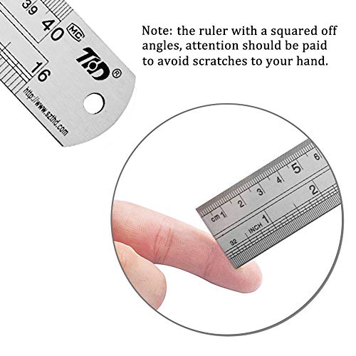 Ruler Metal Straight Edge Ruler Stainless Steel Ruler 16 Inch Ruler Set Rulers Bulk 2 Pack