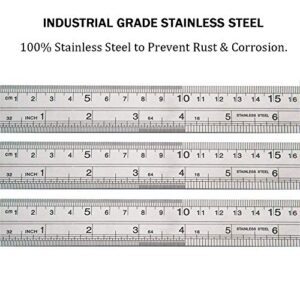 Ruler Metal Straight Edge Ruler Stainless Steel Ruler 16 Inch Ruler Set Rulers Bulk 2 Pack