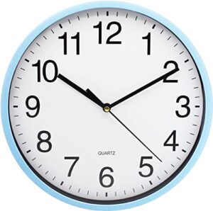 camy 9 inch wall clock - silent non ticking quality quartz battery operated round easy to read home/office/school clock