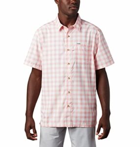 columbia men's super slack tide camp shirt, sorbet palaka plaid, large