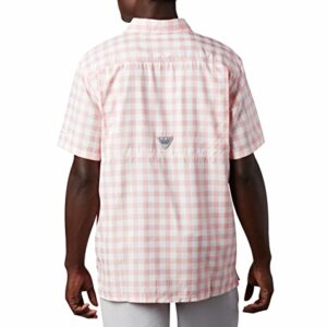 Columbia Men's Super Slack Tide Camp Shirt, Sorbet Palaka Plaid, Large