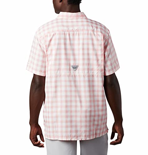 Columbia Men's Super Slack Tide Camp Shirt, Sorbet Palaka Plaid, Large