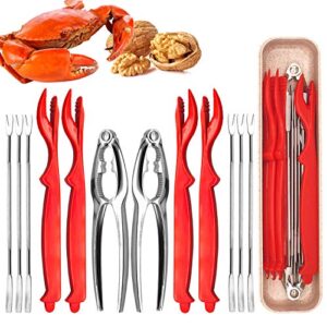 12pcs seafood tools set, crab leg crackers and tools - 2 crab crackers, 4 lobster shellers, 6 crab leg forks/picks nut cracker forks set, opener shellfish lobster leg sheller knife kitchen accessories