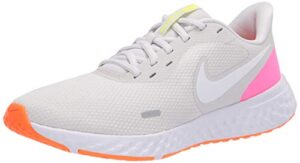 nike women's revolution 5 running shoe, platinum tint/white-pink blast-total orange-lemon venom, 5.5 regular us