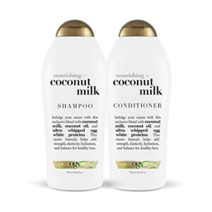 ogx nourishing + coconut milk shampoo & conditioner, set, 25.4 fl oz (pack of 2)