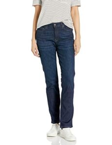 amazon essentials women's slim straight jean, dark wash, 14