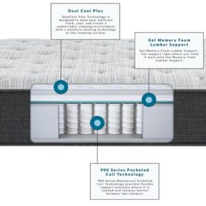 Beautyrest Silver BRS900 12” Extra Firm King Mattress, Cooling Technology, Supportive, CertiPUR-US, 100-Night Sleep Trial, 10-Year Limited Warranty, White