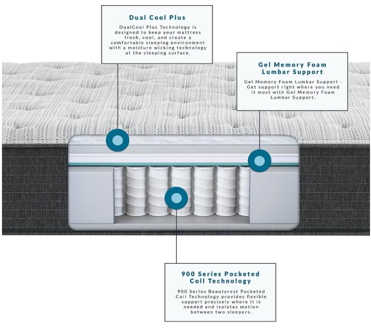 Beautyrest Silver BRS900 12” Extra Firm King Mattress, Cooling Technology, Supportive, CertiPUR-US, 100-Night Sleep Trial, 10-Year Limited Warranty, White