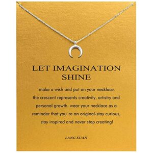 lang xuan message card moon pendant necklace friendship unicorn good luck elephant pendant chain necklace with gift card