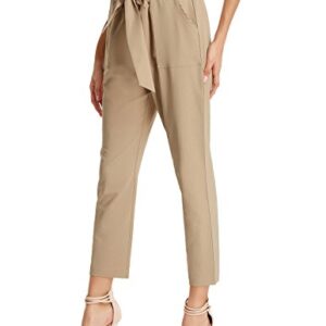 GRACE KARIN Women's Pants Cropped Paper Bag Waist Pants with Pockets Light Tan Size M