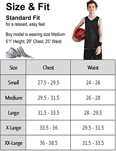 Youth Boys Reversible Mesh Performance Athletic Basketball Jerseys Blank Team Uniforms for Sports Scrimmage (10 Pack, Blue/White, Youth M)