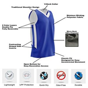 Youth Boys Reversible Mesh Performance Athletic Basketball Jerseys Blank Team Uniforms for Sports Scrimmage (10 Pack, Blue/White, Youth M)