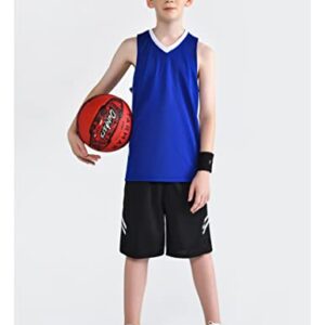 Youth Boys Reversible Mesh Performance Athletic Basketball Jerseys Blank Team Uniforms for Sports Scrimmage (10 Pack, Blue/White, Youth M)