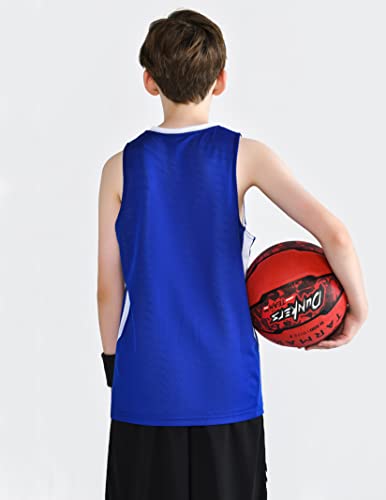 Youth Boys Reversible Mesh Performance Athletic Basketball Jerseys Blank Team Uniforms for Sports Scrimmage (10 Pack, Blue/White, Youth M)