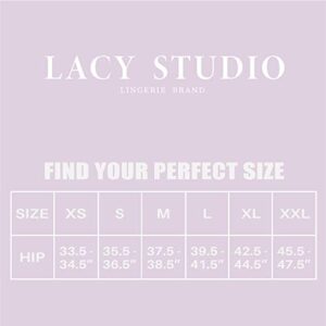 Luna & Sun Women Lace Underwear Soft Sexy Feminine Thongs (Pale Blue, Light Grey, Lilac, Black, Black (5pcs), L)