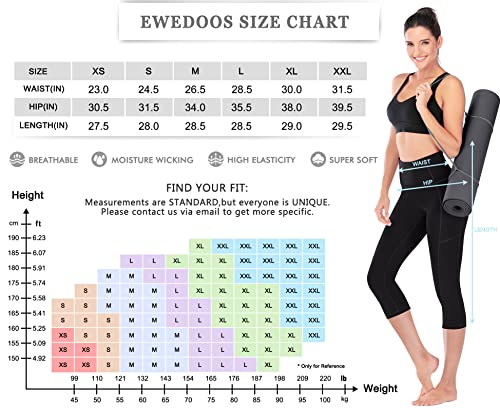 Ewedoos Capri Leggings for Women High Waisted Capri Leggings with Pockets for Women Yoga Pants Workout Capri Pants