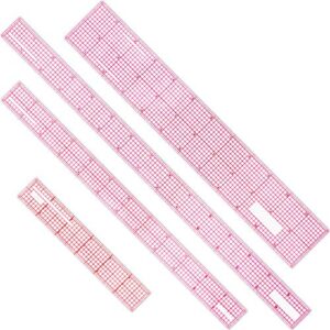 4 pieces clear plastic ruler grid ruler transparent ruler metric ruler plastic straight measuring tool ruler set for clothes design sewing, 6 inches, 12 inch, 15 inch