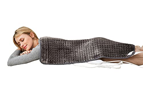 Ambershine 45cmx85cm XXXL King Size Heating Pad with Fast-Heating Technology&6 Temperature Settings, Flannel Electric Heating Pad/Pain Relief for Back/Neck/Shoulders/Abdomen/Legs (Dark Gray)