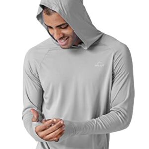 Willit Men's UPF 50+ Sun Protection Hoodie Shirt Long Sleeve Rash Guard Fishing SPF Outdoor UV Shirt Lightweight Gray L