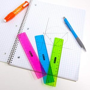 BAZIC Plastic Ruler 6" (26cm), Inches Centimeter Metric Measuring Drafting Rulers, for Students School Supplies (3/Pack), 1-Pack