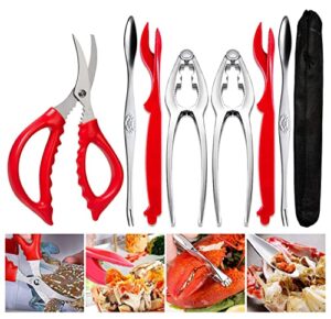 crab leg crackers and tools - lobster crackers and picks set shellfish crab claw cracker stainless steel seafood crackers & forks - lobster tools for eating