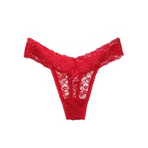 Women's Sexy Lace Thongs V Cheeky Underwear See Through Panties Pack of 5(A08,M)