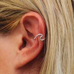 Pura Vida Silver Wave Ear Cuff Earrings - .925 Sterling Silver - 1 Pair