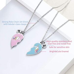 Kids Birthday Gift For Best Friend Sister Heart Necklace Little Girls BFF Unicorn Jewelry Gift for Friends or Fun Sister Gifts