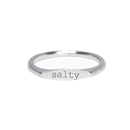 Pura Vida Salty Vibes Stackable Ring - .925 Sterling Silver Band, Brass Base - Size 5