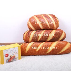 Wepop 40 in 3D Simulation Bread Shape Pillow Soft Lumbar Baguette Back Cushion Funny Food Plush Stuffed Toy