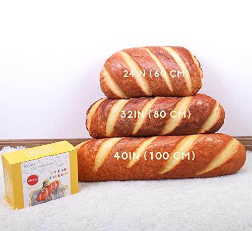 Wepop 40 in 3D Simulation Bread Shape Pillow Soft Lumbar Baguette Back Cushion Funny Food Plush Stuffed Toy