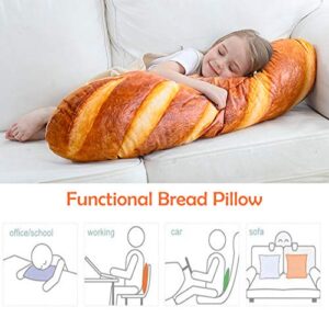 Wepop 40 in 3D Simulation Bread Shape Pillow Soft Lumbar Baguette Back Cushion Funny Food Plush Stuffed Toy