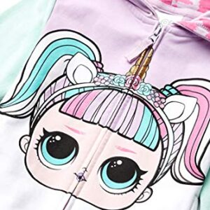 L.O.L. Surprise! girls The Theater Club Unicorn Big Face Zip-up Hoodie Hooded Sweatshirt, Lilac/Mint, 8 10 US