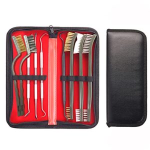 eamber gun cleaning brushes picks kit set brass copper steel nylon stainless steel ploymer pick set bristle brushes (red)