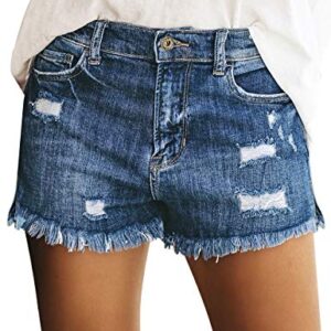 Women's Mid Rise Ripped Denim Shorts Frayed Raw Hem Jean Shorts Casual Shorts, Size XXL