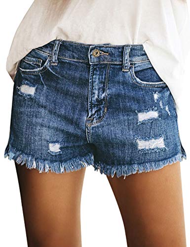 Women's Mid Rise Ripped Denim Shorts Frayed Raw Hem Jean Shorts Casual Shorts, Size XXL