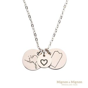 Best Friend Necklace Personalized Friendship Gifts Women Handmade Jewelry Long Distance Couple Mother's Day Gift for Mom State Charm Mother Daughter Matching Necklaces Birthday Family Gifts -CN-LDS