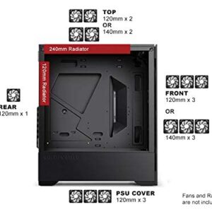 Bgears b-Voguish Gaming PC with Tempered Glass Mid Tower, USB3.0, Support E-ATX, ATX, mATX, ITX. (Note: Fan NOT Included in This Model. Only b-Voguish-RGB (ASIN# B08W2MXBQJ) Come with ARGB Fans)