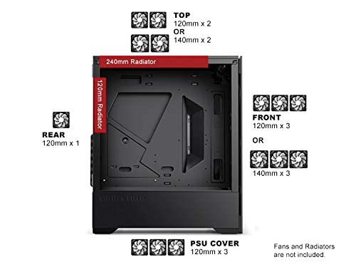 Bgears b-Voguish Gaming PC with Tempered Glass Mid Tower, USB3.0, Support E-ATX, ATX, mATX, ITX. (Note: Fan NOT Included in This Model. Only b-Voguish-RGB (ASIN# B08W2MXBQJ) Come with ARGB Fans)