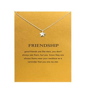 hundred river friendship necklace star pendant chain necklace with message card gift card (star 2s)