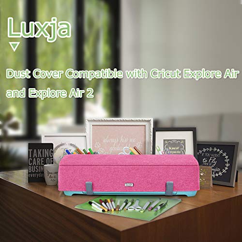 Luxja Dust Cover Compatible with Cricut Explore Air and Explore Air 2, Dust Cover with Back Pockets, Pink