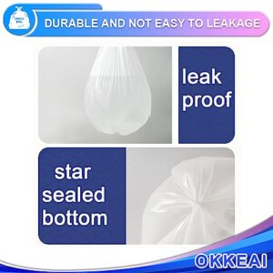 OKKEAI 3 Gallon Small Trash Bags 120 Counts White Garbage Bags Small Bathroom Trash Can Bags 10L Wastebasket Liners for Home Office Kitchen,White fit 10L -15 Can