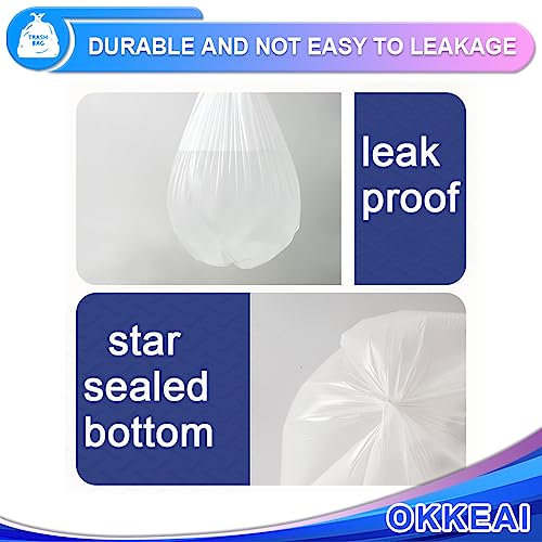 OKKEAI 3 Gallon Small Trash Bags 120 Counts White Garbage Bags Small Bathroom Trash Can Bags 10L Wastebasket Liners for Home Office Kitchen,White fit 10L -15 Can