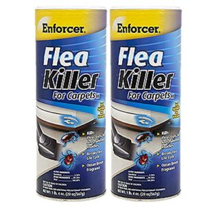 enforcer flea killer for carpets - 20 ounce (pack of 2) efkob203 - breaks the flea life cycle, fresh ocean scent