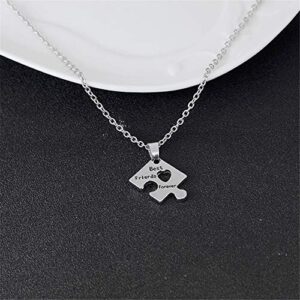 Best Friend Friendship Necklaces for 4, Best Friends Forever BFF Necklace Engraved Puzzle Friendship Pendant Charm Necklaces Set Christma Gift for Women Girls