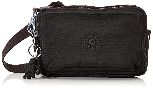 Kipling Women’s Abanu Crossbody Bag, Lightweight, Adjustable Nylon Waist Pack with Multi-Compartment Zip Pockets, Black Noir