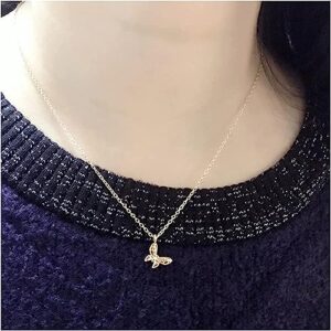 LANG XUAN Friendship Compass Necklace Good Luck Butterfly Pendant Chain Necklace with Message Card Gift Card for Women Girl