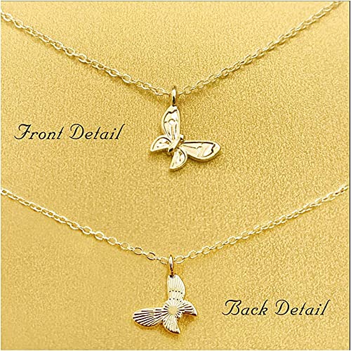 LANG XUAN Friendship Compass Necklace Good Luck Butterfly Pendant Chain Necklace with Message Card Gift Card for Women Girl